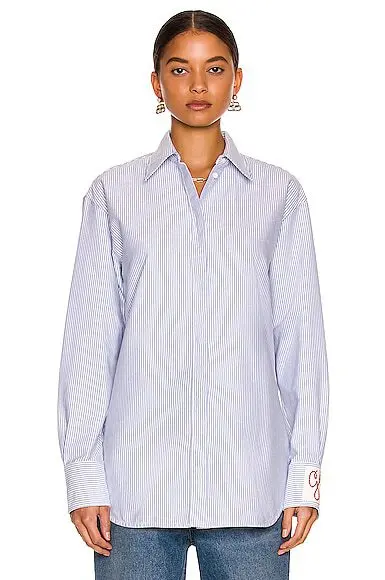 Golden Goose Golden W'S Boyfriend Shirt In Blue In White Infinity
